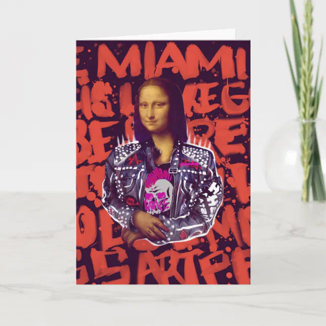 Mona Lisa Punk Art Card | Zazzle