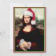 Mona Lisa Santa Hat Christmas Holiday Card | Zazzle