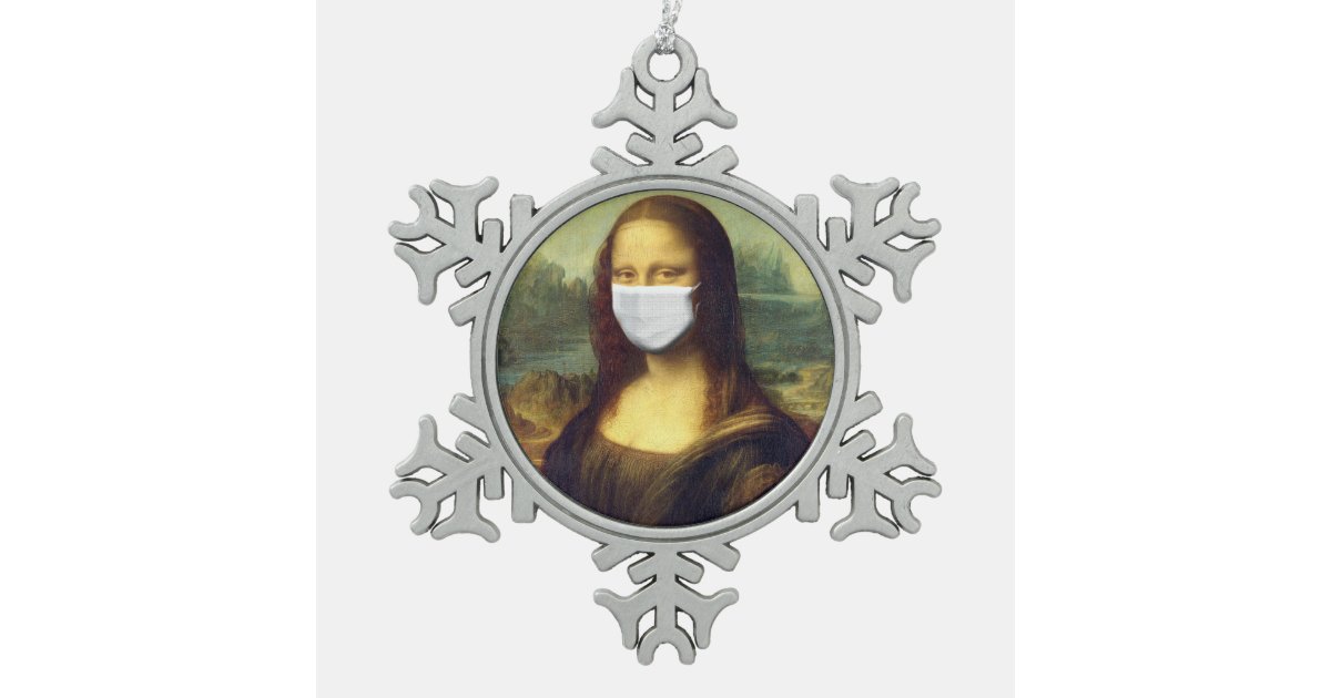 Mona Lisa Via Corona Virus Snowflake Pewter Christmas Ornament | Zazzle