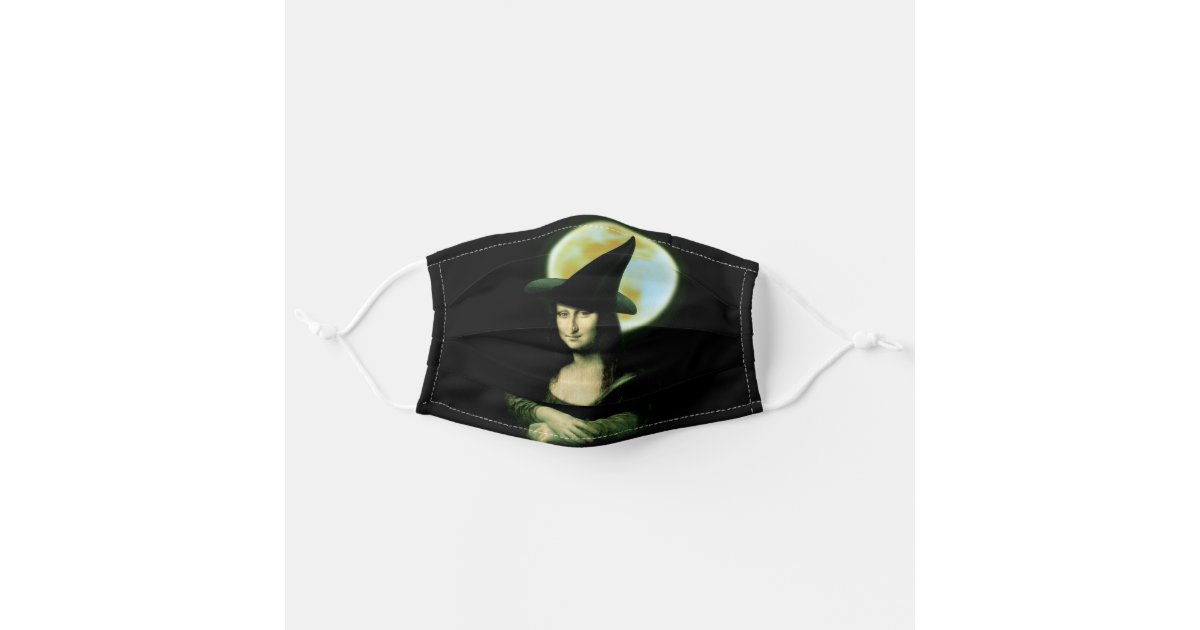 Mona Lisa Witch Halloween Adult Cloth Face Mask | Zazzle