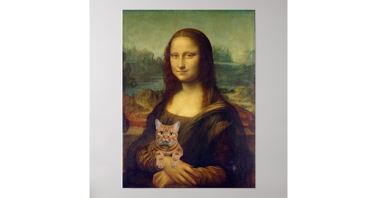 Mona Lisa with Cat Poster | Zazzle