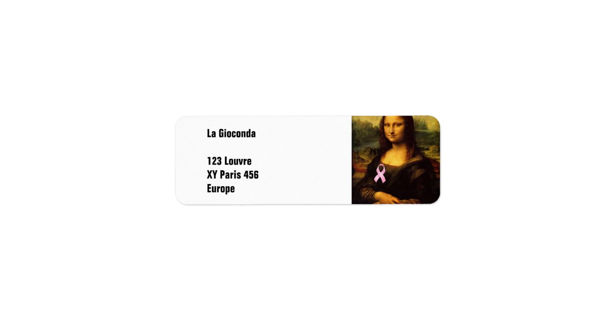 Mona Lisa With Pink Ribbon Label | Zazzle