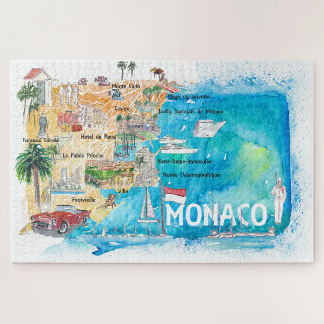 Monaco Europe Travel Map Jigsaw Puzzle | Zazzle