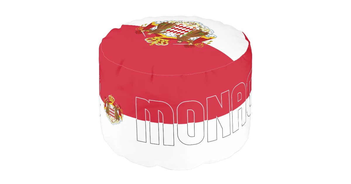 Monaco Flag and Coat of Arms Patriotic Round Pouf | Zazzle