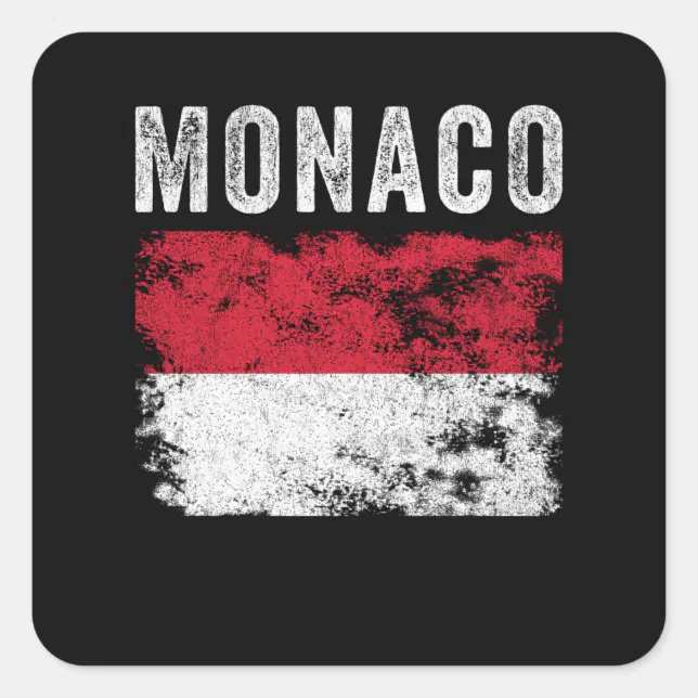 Monaco Flag Distressed - Monacan Flag Square Sticker | Zazzle