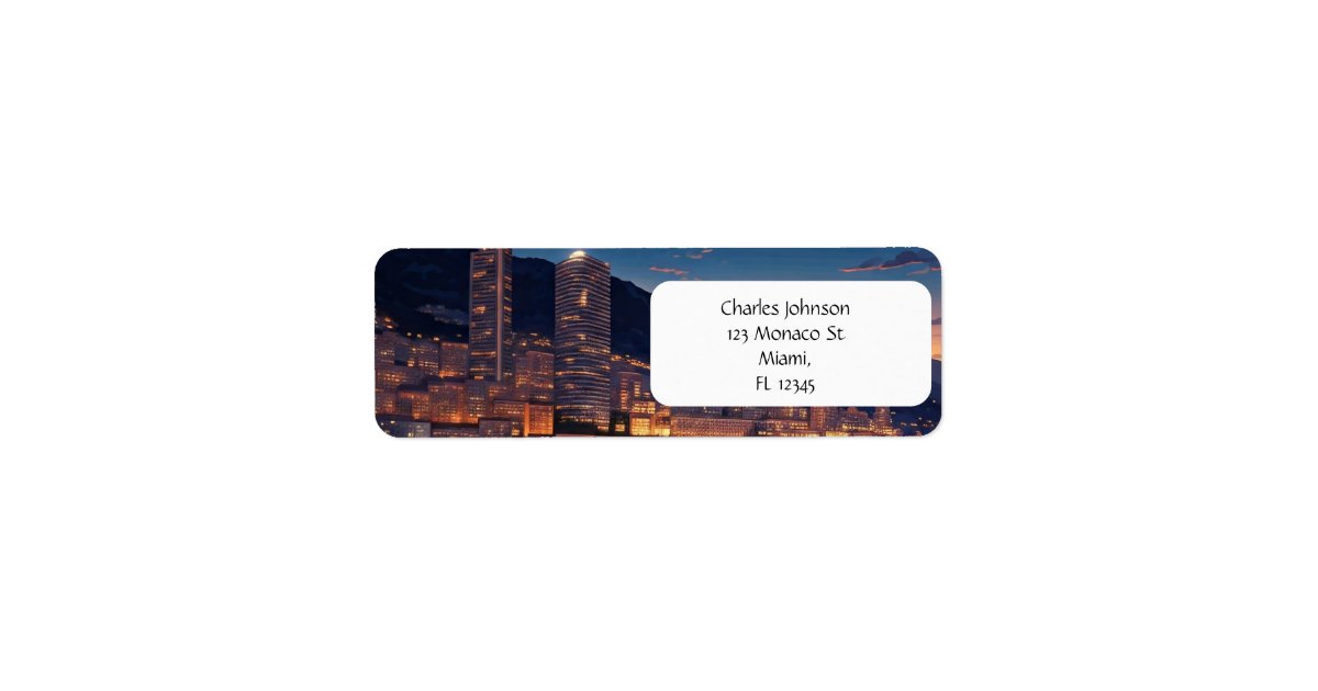 Monaco Monte Carlo at Night Label | Zazzle