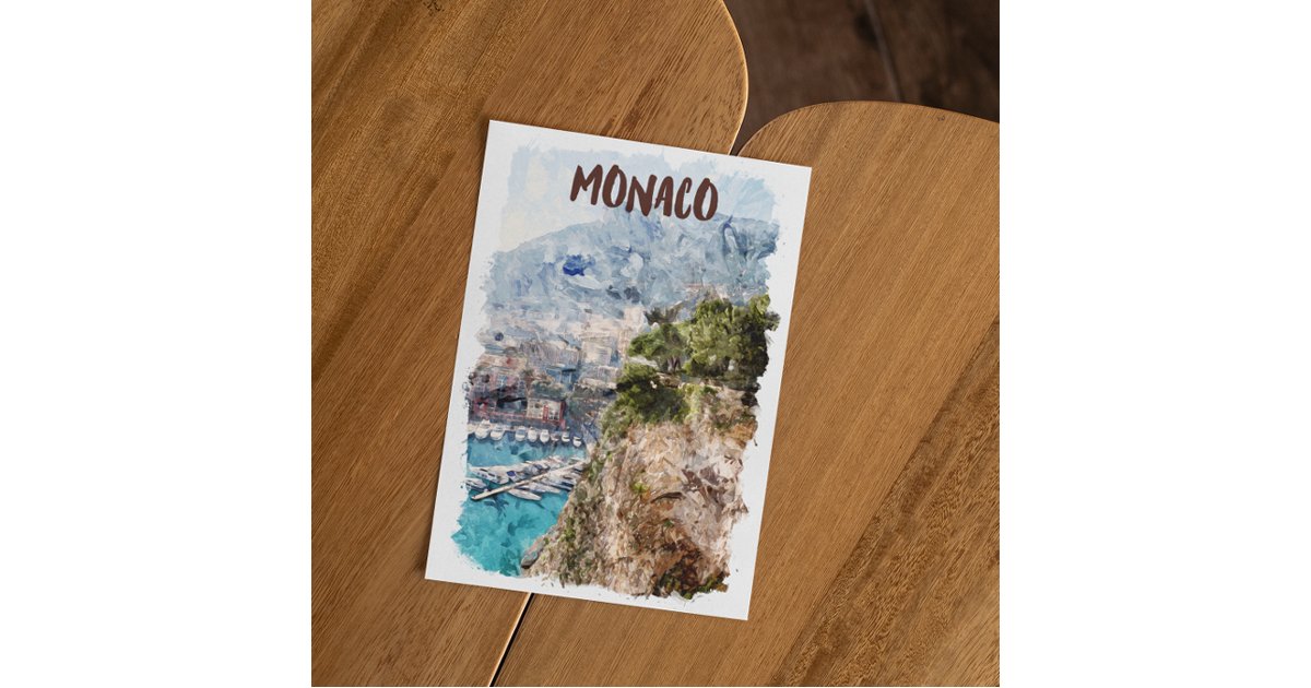 Monaco Retro Travel Port View Postcard | Zazzle