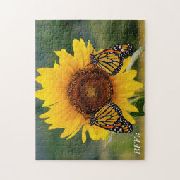 Monarch Butterfies on Sunflower Jigsaw Puzzle | Zazzle