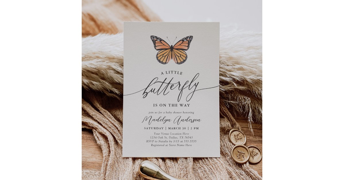 Monarch Butterfly Baby Shower Invitation | Zazzle