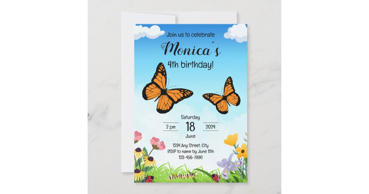 Monarch Butterfly Birthday Invitation | Zazzle