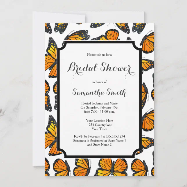 Monarch Butterfly Bridal Shower Invitation | Zazzle