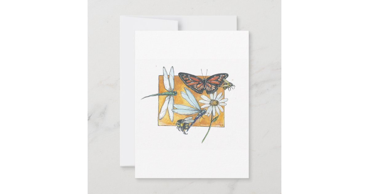 Monarch Butterfly, Dragonfly and Bee Card | Zazzle
