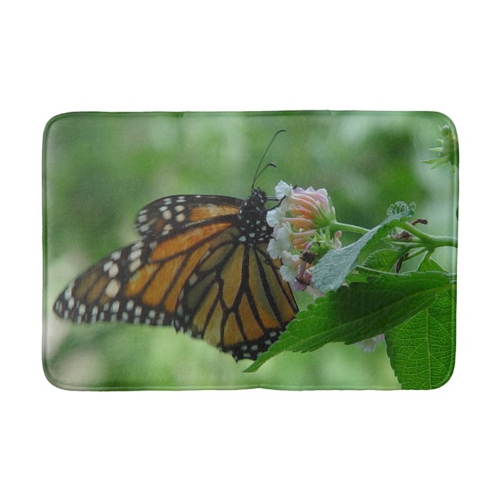 Monarch Butterfly Floral Bath Mat | Zazzle.com