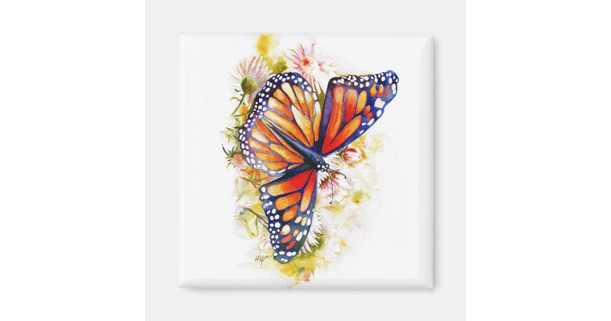 Monarch Butterfly Floral Magnet | Zazzle