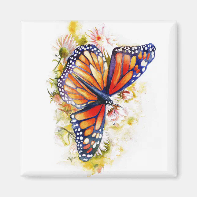 Monarch Butterfly Floral Magnet | Zazzle