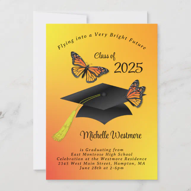 Monarch Butterfly Graduation Party Invitation | Zazzle