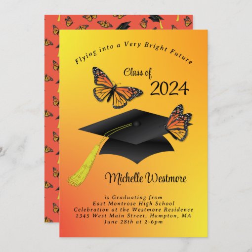 Monarch Butterfly Graduation Party Invitation | Zazzle