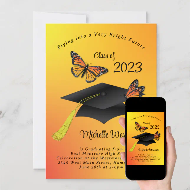 Monarch Butterfly Graduation Party Invitation | Zazzle