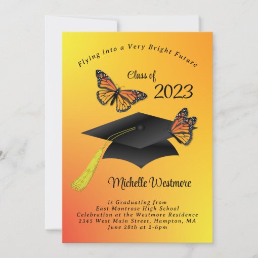 Monarch Butterfly Graduation Party Invitation | Zazzle