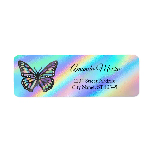 Monarch butterfly holograph foil wings modern label | Zazzle
