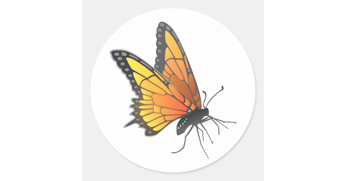 Monarch Butterfly in Flight Classic Round Sticker | Zazzle