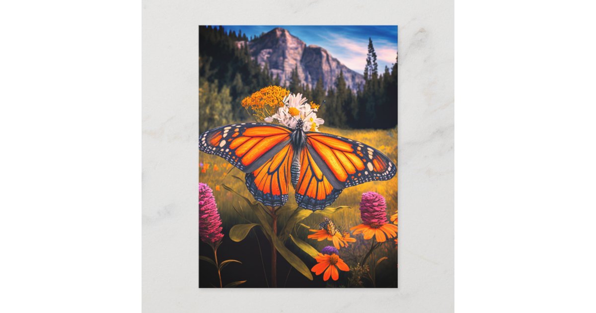 Monarch Butterfly Mountain Beautiful Meadow Nature Postcard | Zazzle