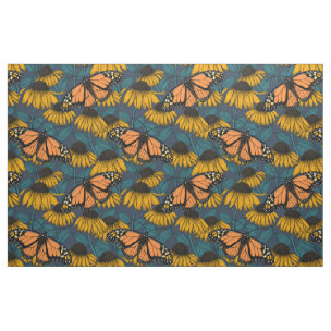 Yellow Monarch Butterfly Pattern Fabric | Zazzle