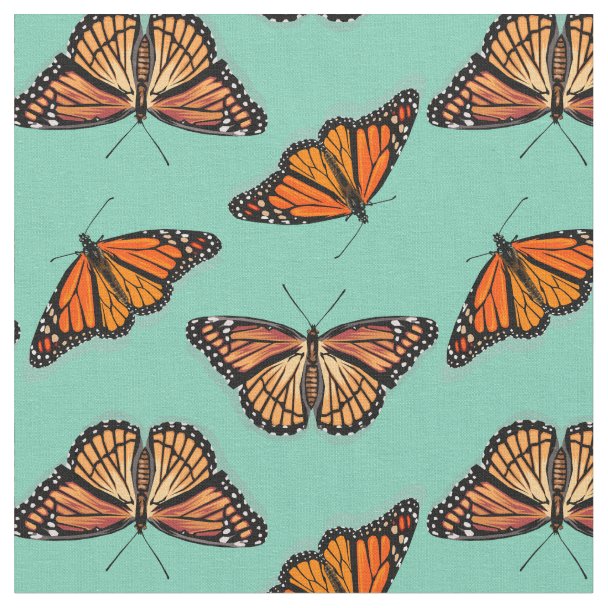 Monarch Butterfly in Brown, Rust and Cream Fabric | Zazzle