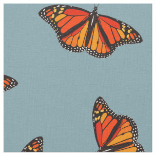 Blue Monarch Butterfly Pattern Fabric | Zazzle