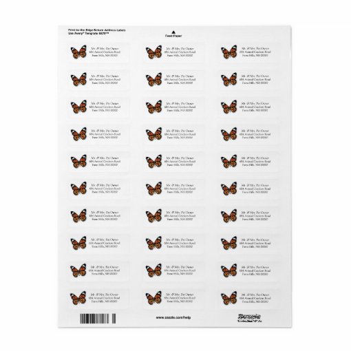 Monarch Butterfly Return Address Labels Stickers | Zazzle