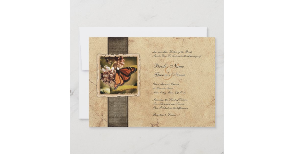 Monarch Butterfly Vintage Wedding Invitations | Zazzle