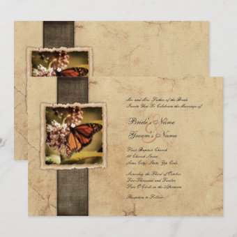 Monarch Butterfly Vintage Wedding Invitations | Zazzle