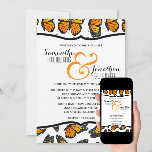 Monarch Butterfly Wedding Invitation | Zazzle