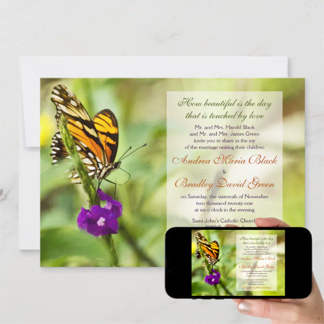 Monarch Butterfly Wedding Invitation | Zazzle