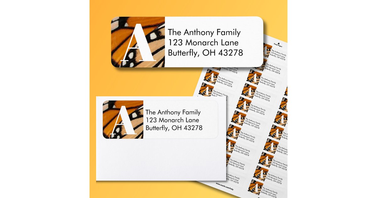Monarch Butterfly Wing Return Address Label | Zazzle