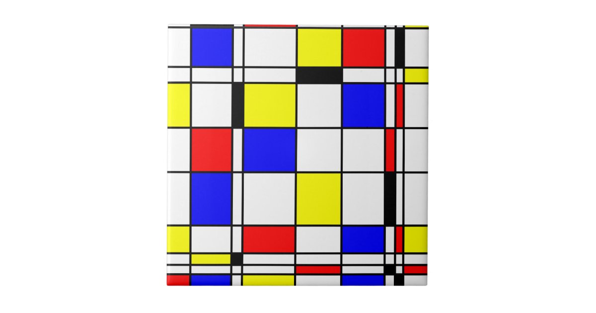 Mondrian art style ceramic tile | Zazzle