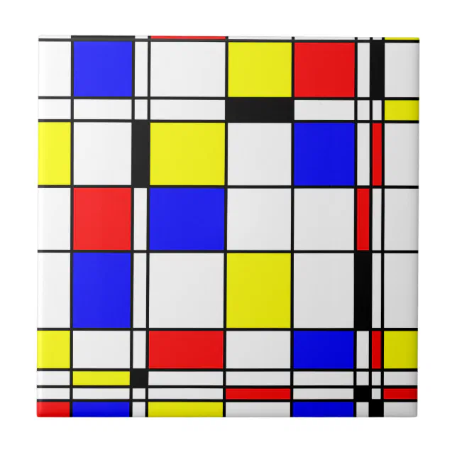 Mondrian art style ceramic tile | Zazzle