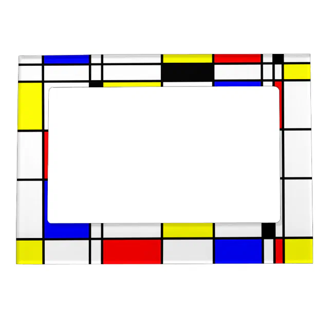 Mondrian art style magnetic photo frame | Zazzle