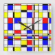Mondrian colorful Minimalist De Stijl Modern art Square Wall Clock | Zazzle