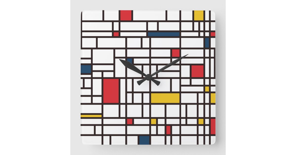 Mondrian De Stijl Square Wall Clock | Zazzle