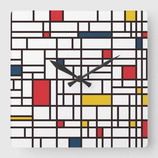 Mondrian De Stijl Square Wall Clock | Zazzle