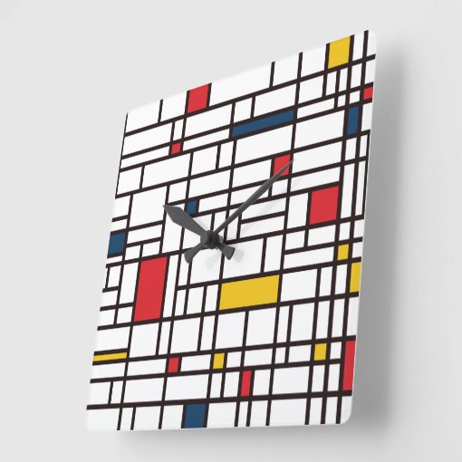 Mondrian De Stijl Square Wall Clock | Zazzle