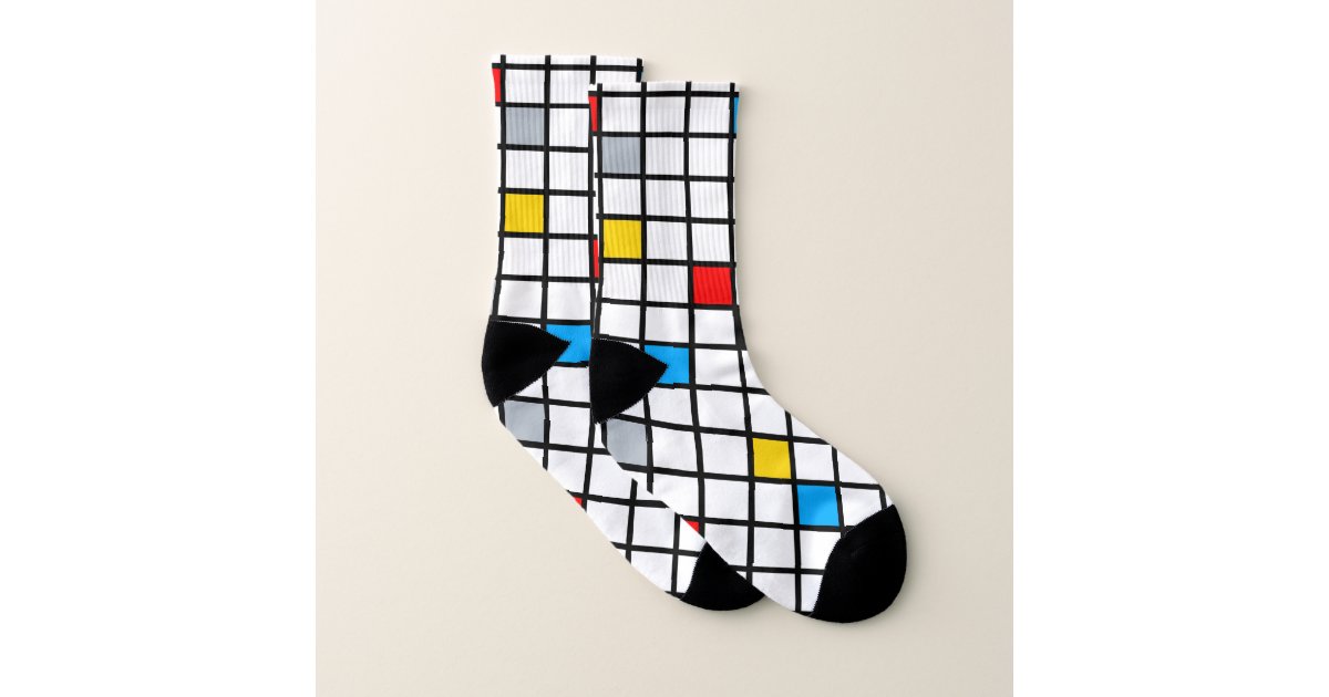 Mondrian Geometric Minimalist Comopsition Modern Socks | Zazzle