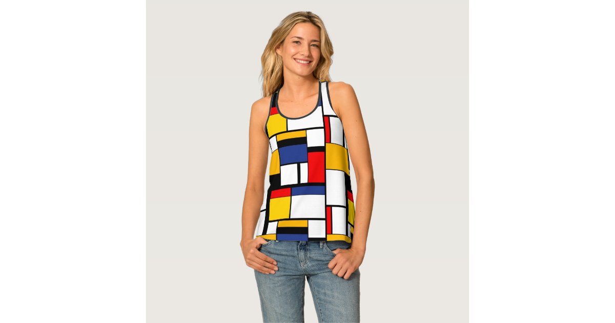 Mondrian Geometric Minimalist Comopsition Modern Tank Top | Zazzle