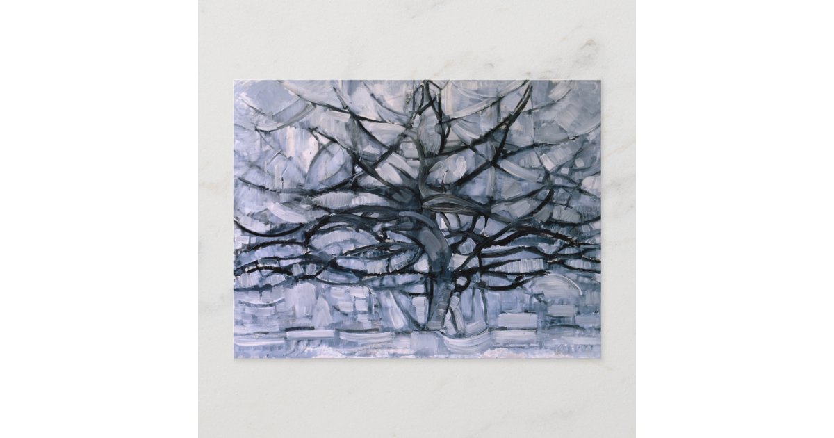 Mondrian - Gray Tree, famous painting, Postcard | Zazzle