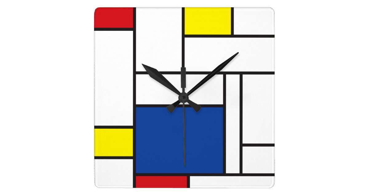 Mondrian Minimalist De Stijl Modern Art Wall Clock | Zazzle