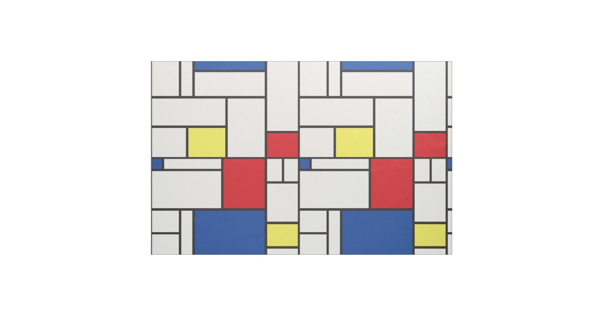 Mondrian Minimalist Geometric De Stijl Modern Art Fabric | Zazzle Mondrian Minimalist Geometric De Stijl Modern Art Fabric | Zazzle
