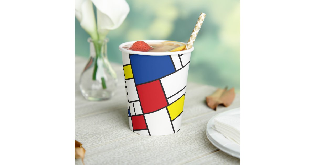 Mondrian Minimalist Geometric De Stijl Modern Art Paper Cups | Zazzle