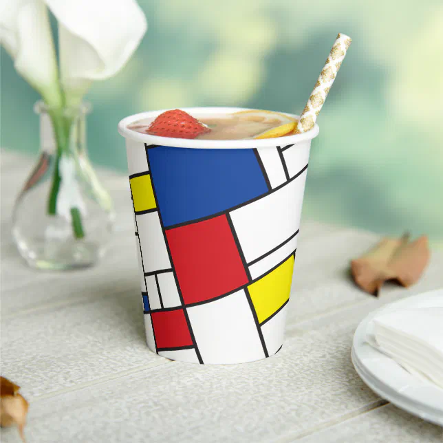 Mondrian Minimalist Geometric De Stijl Modern Art Paper Cups | Zazzle