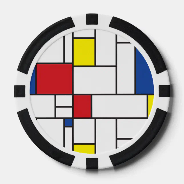 Mondrian Minimalist Geometric De Stijl Modern Art Poker Chips | Zazzle